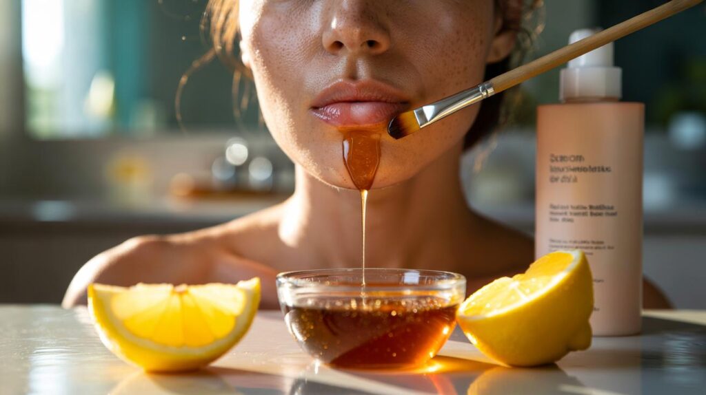 Honey + lemon that lightens upper-lip shadow : how natural bleach forms ...